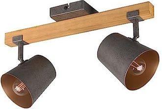 Trio Leuchten Deckenleuchte Bell 801900267, Metall Nickel antik, Holz, exkl. 2x E14