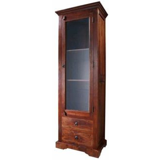 Massivmoebel24 Vitrine Akazie 65x44x191 nougat lackiert OXFORD 432