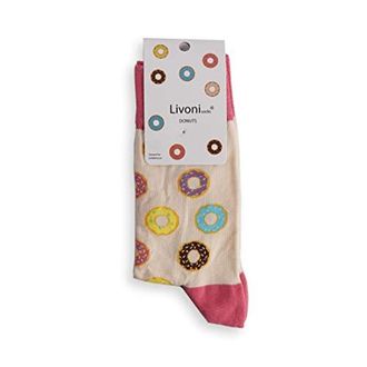 Livoni Chaussettes colorées en Forme de Donuts-Taille 39-42, Multicolore, M Mixte