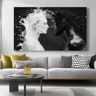 Generic Leinwandbild Abstrakte Schönheit, kreativ Wandbild Kunstdruck für Wohnzimmer Schlafzimmer Weiß Schwarz Büro Wanddeko Modern Vintage 150L x50B cm