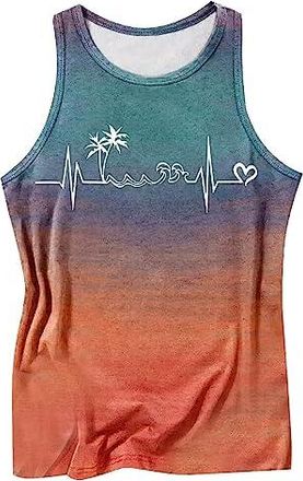 Generic D&eacute;bardeur de sortie &agrave; col rond pour femme - Col haut - Sans manches - Graphique - Changement de couleur - Tendance - Mignon 2025 - D&eacute;bardeurs d&eacute;t&eacute; Y2K