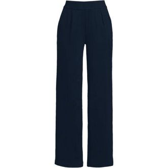 Lands End Jersey-Bundfaltenhose mit weitem Bein, Damen, Gr&ouml;&szlig;e:40-42 regular, Blau, Baumwolle, by Lands End