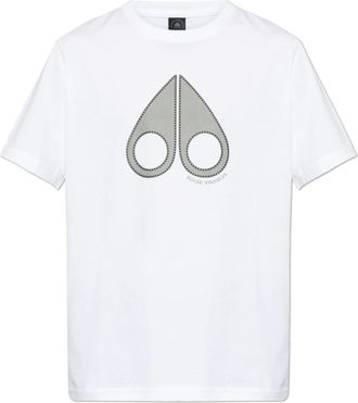Moose Knuckles Homme, Tops, Blanc, Taille: XL T-shirt &agrave; Logo Graphique