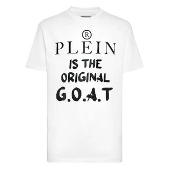 Philipp Plein Homme, Tops, Blanc, Taille: 5XL T-Shirt Col Rond MC avec Cristaux