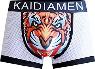 Generic Sous-v&ecirc;tements pour hommes entrelac&eacute;s - Le style cor&eacute;en respirant et confortable - Boxers tendance pour hommes cousus catsuit, Blanc., 3XL taille cour