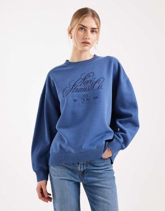 Levi's Oversize-Sweatshirt in Blau mit Vintage-Waschung und Grafikprint