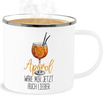 Shirtracer Emaille Becher Blechbecher - Statement - Aperol wäre mir jetzt auch lieber I Lustige Geschenke Aperol Spritz - 300 ml - Weiß Silber - tasse statements