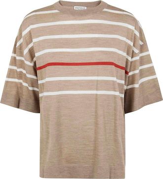 Brunello Cucinelli Pull Col Rond - Marron