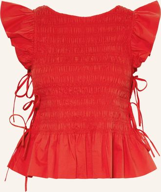 Ganni Blusenshirt Mit Volants rot