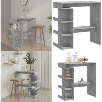 vidaXL Bartisch mit Regal Betongrau 100x50x101,5 cm Holzwerkstoff - Stehtisch - Bartisch - Bistrotisch - K&uuml;cheninsel - Holzwerkstoff - Home & Living