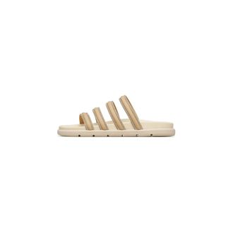 Loriblu Femme, Chaussures, Beige, Taille: 41 EU Sandales Plates En Cuir De Veau Ray&eacute;