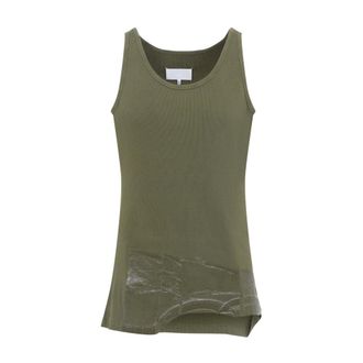 Maison Margiela Femme, Tops, Vert, Taille: 42 FR D&eacute;bardeur en coton