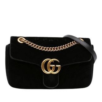 Gucci Sac bandouli&egrave;re matelass&eacute; en velours pr&eacute;-appartenant - Femme - Pre-owned - Noir - Taille: ONE Size