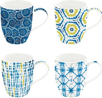 Easy Life Set de 4 tasses en porcelaine de 350 ml en coffret coloré SHIBORI