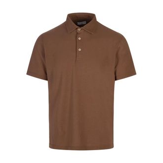 Fedeli Homme, Tops, Brun, Taille: S Polo Marron Super L&eacute;ger Coton Piqu&eacute;