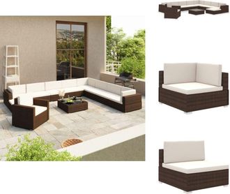 vidaXL 12-tlg. Garten-Lounge-Set mit Auflagen Poly Rattan Braun - Loungeset - Gartenm&ouml;bel - Rattan M&ouml;bel - Outdoor Lounge - Poolside Furniture