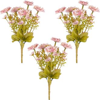 Matches 21 Chrysanthemen künstliche Blumensträuße Rosa 31 cm - 3er Set Kunstblumen für Vase & Deko