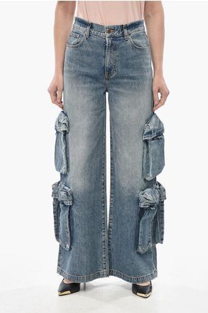 Amiri Wide-Leg Cargo Jeans in Washed Denim size 26