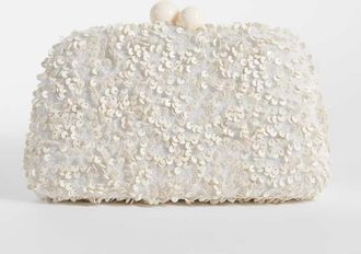 True Decadence verzierte Clutch mit Pailletten in Cremewei&szlig;