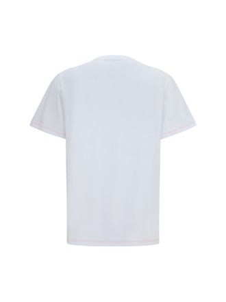 Ganni Womens Cotton Raspberry T-Shirt Bright White T-Shirts And Polos