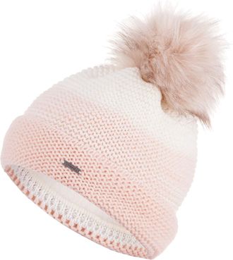 Faera M&uuml;tze Damen Winterm&uuml;tze warm gef&uuml;ttert mit Fleecefutter Kunstfell Bommelm&uuml;tze Winter Herbst Bommel Strickm&uuml;tze Beanie 60, Farbe:Rosa