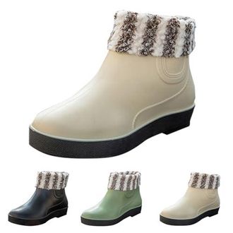 Generic Bottes de pluie imperm&eacute;ables pour femme avec doublure en peluche, chaussures en caoutchouc confortables, l&eacute;g&egrave;res, antid&eacute;rapantes, pour lext&eacute;rieur, le 