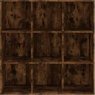 Generic Modernes Offenes B&uuml;cherregal aus Holzwerkstoff mit 9 F&auml;chern f&uuml;r Wohnzimmer, Heimb&uuml;ro und Arbeitszimmer (Ger&auml;ucherte Eiche)