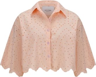 Nicowa Cropped Hemd FINALIWO mit Broderie-Anglaise-Bestickung