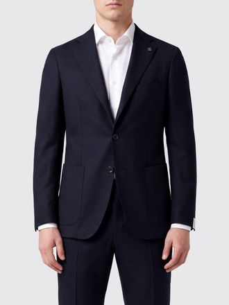 Tagliatore Blazer droit en laine avec revers &agrave; pointe et poches plaqu&eacute;es