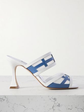 Manolo Blahnik Sandales En Cuir &Agrave; Finitions En R&eacute;sille Avespamu 90 - Blanc