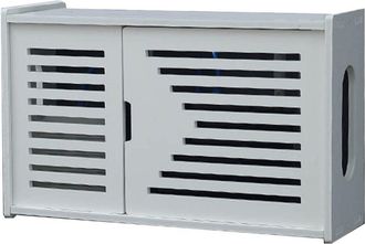 Generic WLAN-Router-Aufbewahrungsbox, Wandbehangregal, Holzhalterung, freies Stanzen, Kabel-Draht-Organizer, Heimdekoration, Wei&szlig;(A)