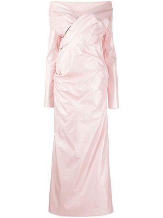 Talbot Runhof robe longue en taffetas - Rose