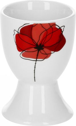 Van Well Eierbecher Monika | rund Ø 48 mm | H 70 mm | Eierständer hoch | Egg Cup | Mohn-Blume rot | edles Porzellan-Geschirr | Gastronomie