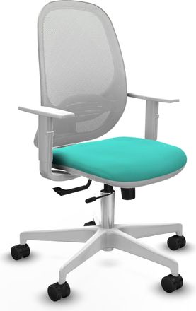 Piqueras y Crespo Schreibtischstuhl, t&uuml;rkis, mit wei&szlig;en Armlehnen, h&ouml;henverstellbare Lendenwirbelst&uuml;tze, ausgestattet mit Syncro/Traslack und Schneideschaum, Wei&szlig;/T&uuml;rki