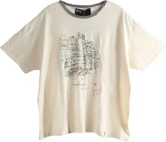 Paly Hollywood Homme, Tops, Beige, Taille: M T-shirt &agrave; col rond et ourlet coup&eacute; franc