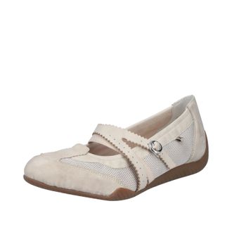 Rieker Riemchenballerina RIEKER, Damen, Gr. 37, creme, Nubuklederimitat, Textil, unifarben, Basic, Schuhe Riemchenballerina, Schlupfschuh, Flats, Slipper mit