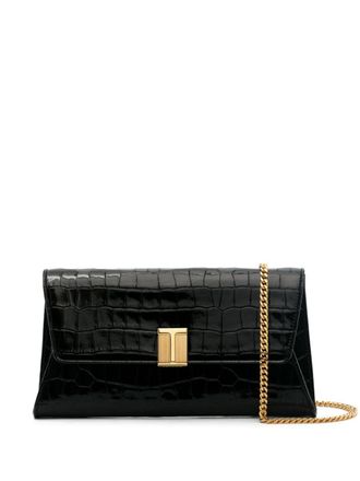 Tom Ford Schultertasche mit Kroko-Optik - Schwarz