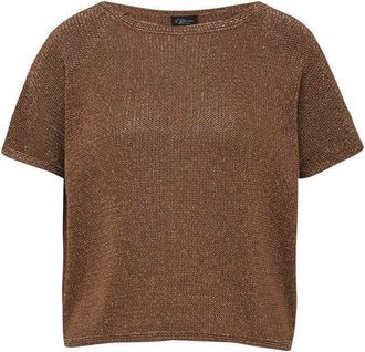 s.Oliver Kurzarmpullover Strickpullover Strickpullover im Relaxed Fit mit U-Boot-Ausschnitt