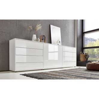 BMG M&ouml;bel BMG M&ouml;bel Sideboard &raquo;Mailand Set 4&laquo; (Kommode Anrichte Aktenschrank), mit wei&szlig; lackierten Hochglanzfronten und hochwertigen push-to-open Beschl&auml;gen