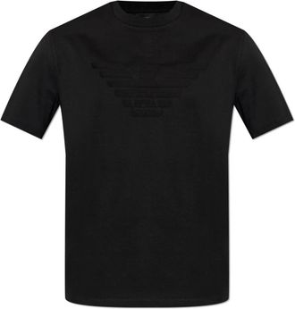 Emporio Armani Jersey T-Shirt mit passendem Intarsien-Logo - - Tops - Herren - Schwarzk - L