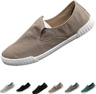 Generic Chaussures classiques en toile pour homme - Douces et confortables - Chaussures de sport plates - Chaussures de course &agrave; enfiler - Respirantes et conf