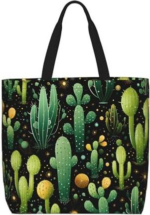 Generic De Nombreux Cactus Sac Cabas L&eacute;ger Sacs De Courses Grand Sac Fourre-Tout Pour Travail Plage Shopping