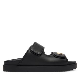 Tommy Hilfiger Pantoletten Tommy Hilfiger Double Strap Leather Sandal FW0FW09121 Schwarz