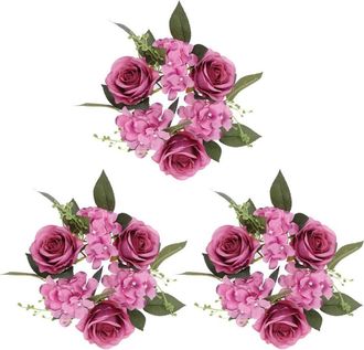 BESPORTBLE 3st Kerzengirlande Tischkranz Falschen Rosen Kerzenringkranz Teelicht-Kerze-Kranz Frühlingsfest Girlanden Blumenaufsätze Für Tische Künstliche Die Blu