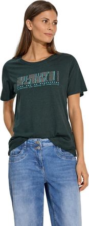 Cecil Damen B321915 T-Shirt mit Schriftzug, fir Green, Medium