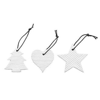 Sagaform 5017279 Winterdekorations-Set aus Ton, 3-er, Stein, wei&szlig;, 8 x 8 x 0,5 cm