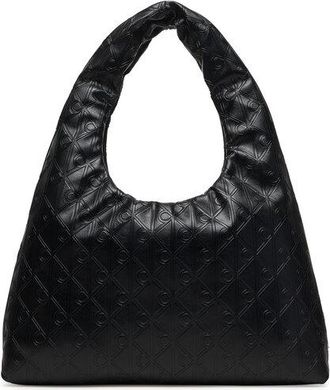 Calvin Klein Handtasche Emblem Aop Puffer Lg Shoulder Ba LV04F3199G Schwarz