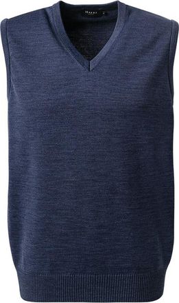 Maerz MAERZ Muenchen Herren Pullunder blau Merinowolle unifarben