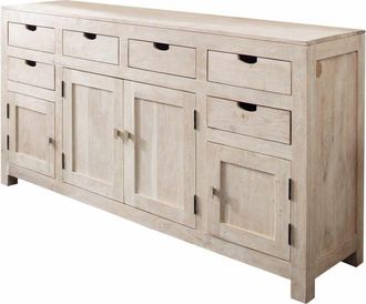 Massivmoebel24 Sideboard Akazie 180x45x95 white stone get&uuml;ncht nature white 84