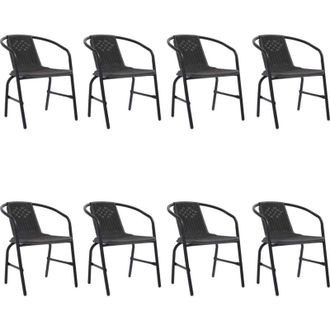 vidaXL Vidaxl - Lot de 8 chaises empilables en rotin plastique et acier - Capacit&eacute; 110 kg - Dimensions 62x55x74 cm - Confort dassise ext&eacute;rieur